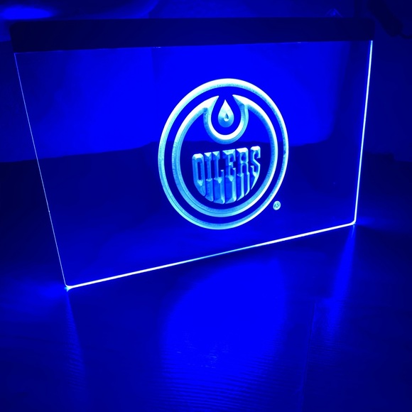 Other | Edmonton Oulers Led Neon Blue Light Sign 8x12 | Poshmark